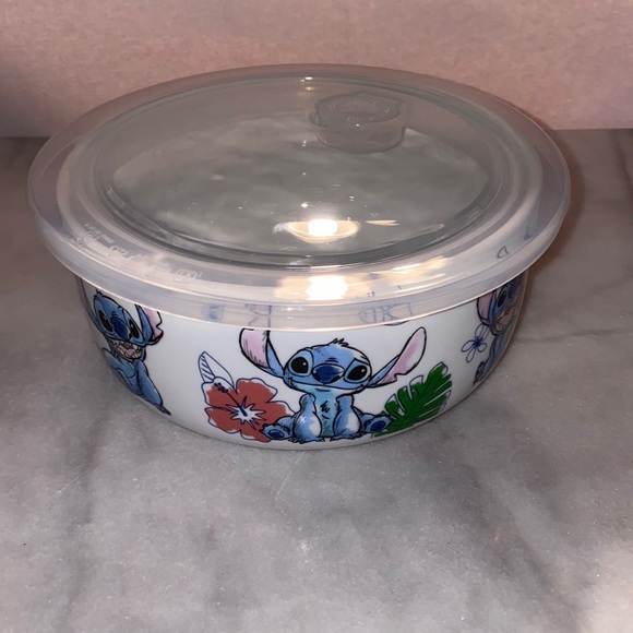 Disney | Dining | Disney Lilo Stitch Ceramic Bowl With Plastic Lid New ...
